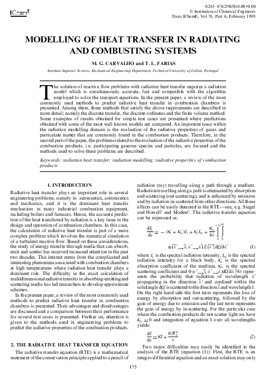 (PDF) Modelling of Heat Transfer in Radiating and Combusting Systems