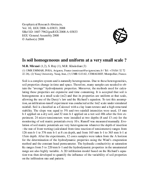 (PDF) Is soil homogeneous and uniform at a very small scale