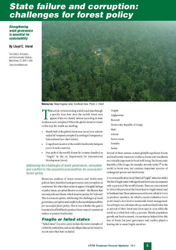 (PDF) State failure and corruption: challenges for forest policy