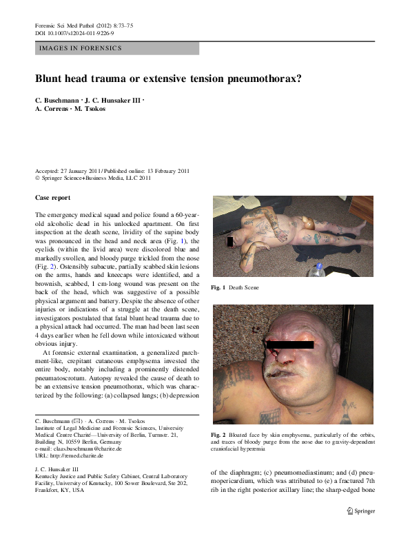 (PDF) Blunt head trauma or extensive tension pneumothorax?
