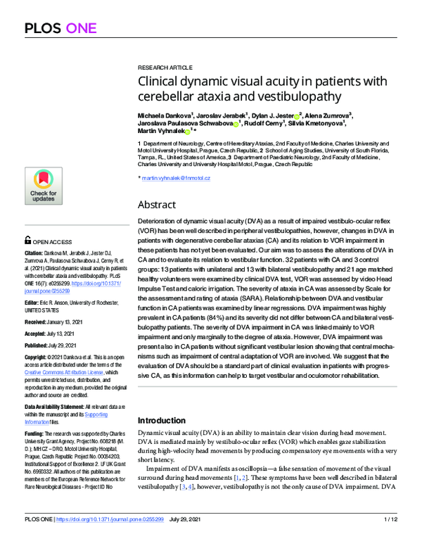 (PDF) Clinical dynamic visual acuity in patients with cerebellar ataxia ...