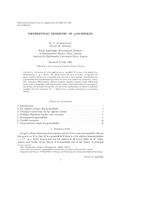 (PDF) Differential geometry of g-manifolds