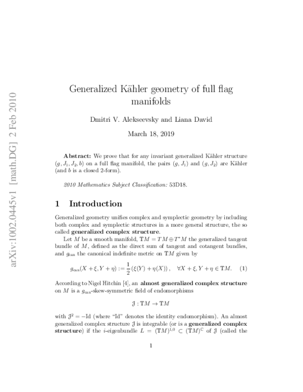 (PDF) Generalized Kahler geometry of full flag manifolds