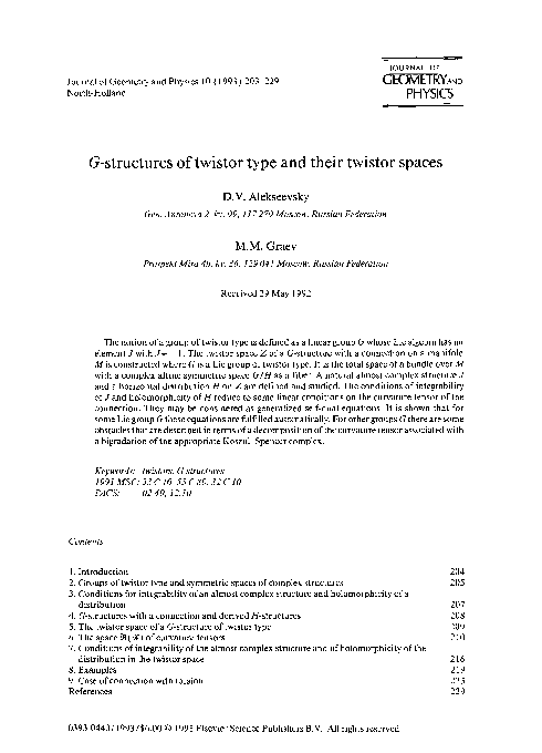 (PDF) G-structures of twistor type and their twistor spaces