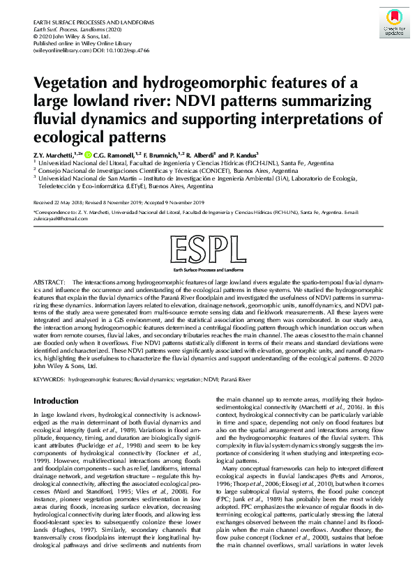 (PDF) Vegetation and hydrogeomorphic features of a large lowland river ...