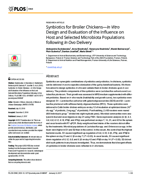 (PDF) Synbiotics for Broiler Chickens-In Vitro Design and Evaluation of ...