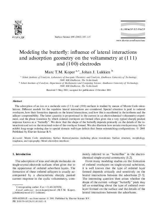 (PDF) Modeling the butterfly: influence of lateral interactions and ...