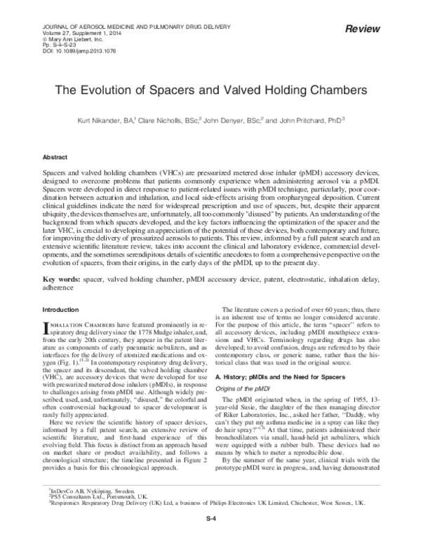 (PDF) The Evolution of Spacers and Valved Holding Chambers