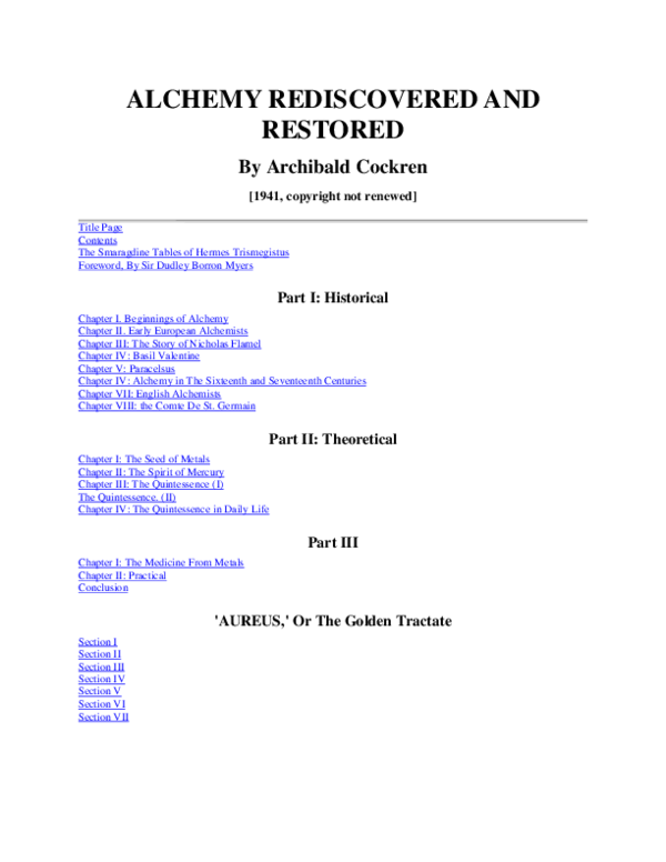 (PDF) ALCHEMY REDISCOVERED AND RESTORED