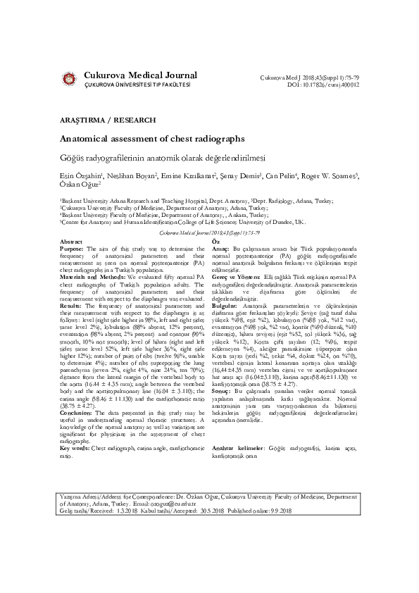 (PDF) Anatomical assessment of chest radiographs