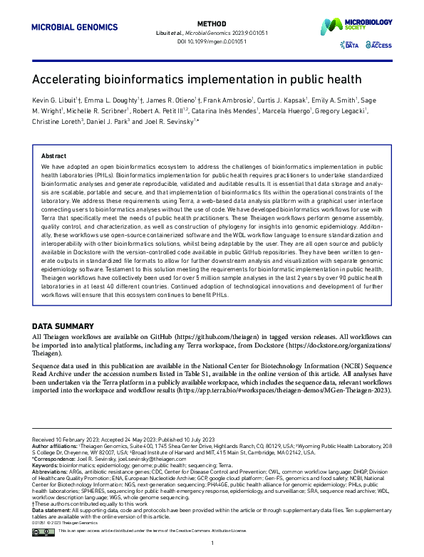 Pdf Accelerating Bioinformatics Implementation In Public Health