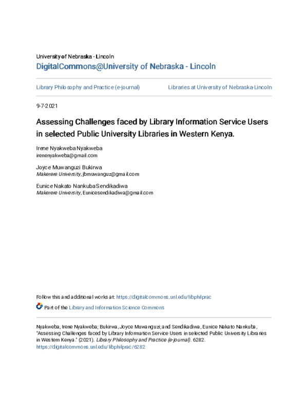 (PDF) Assessing Challenges faced by Library Information Service Users ...