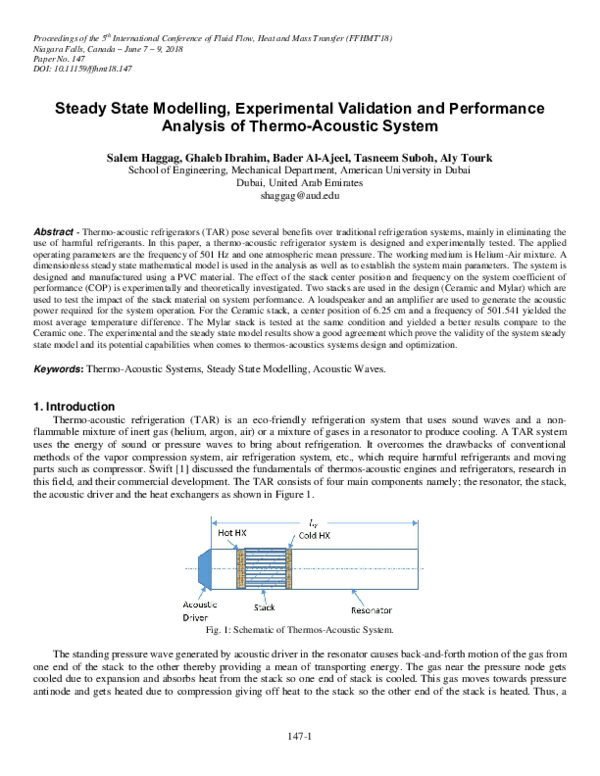 (PDF) Steady State Modelling, Experimental Validation and Performance ...