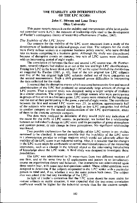 (PDF) The Stability and Interpretation of the LPC Score