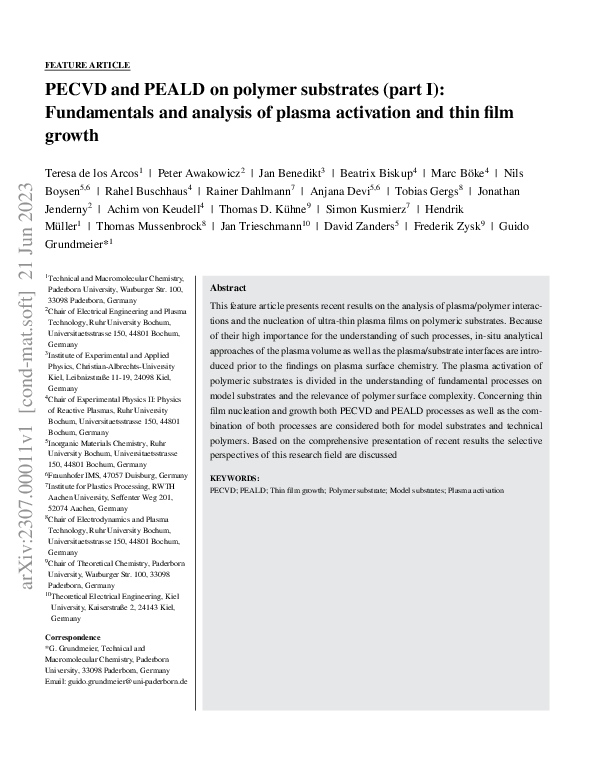 (PDF) PECVD and PEALD on polymer substrates (part I): Fundamentals and ...