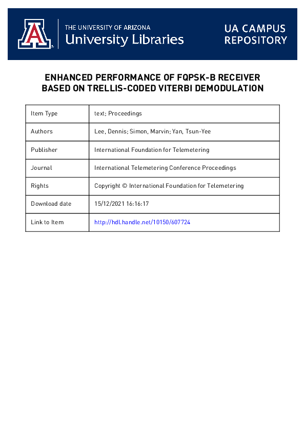 (PDF) Enhanced Performance of FQPSK-B Receiver Based on Trellis-Coded Viterbi Demodulation