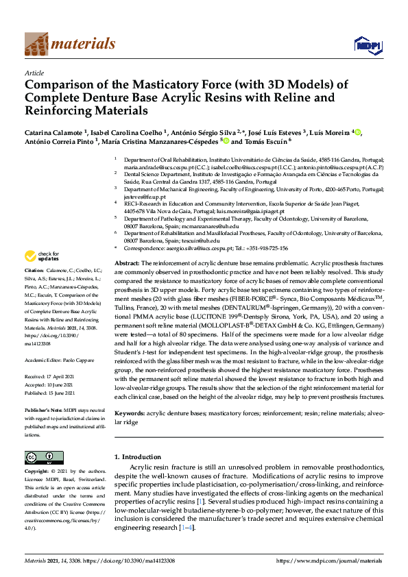 (PDF) Comparison of the Masticatory Force (with 3D Models) of Complete ...