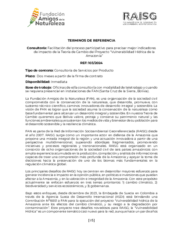 (PDF) Anexo: Formato para Términos de Referencia (TDR