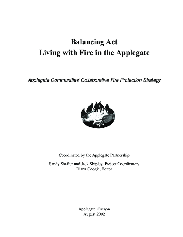 (PDF) Applegate Community Wildfire Protection Plan