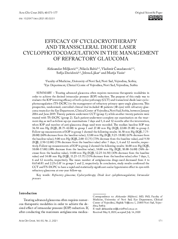 (PDF) Efficacy of Cyclocryotherapy and Transscleral Diode Laser ...