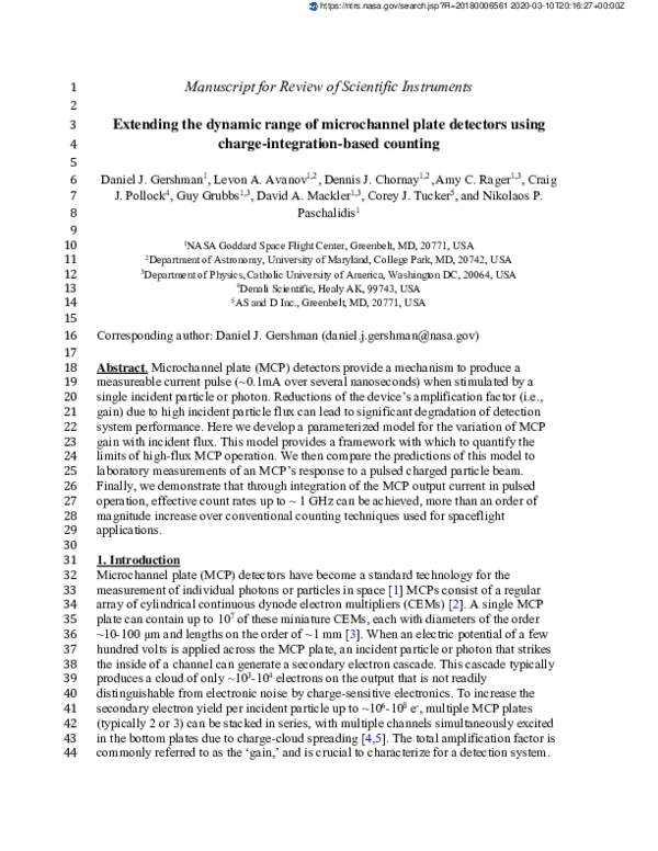 (PDF) Extending the dynamic range of microchannel plate detectors using charge-integration-based ...