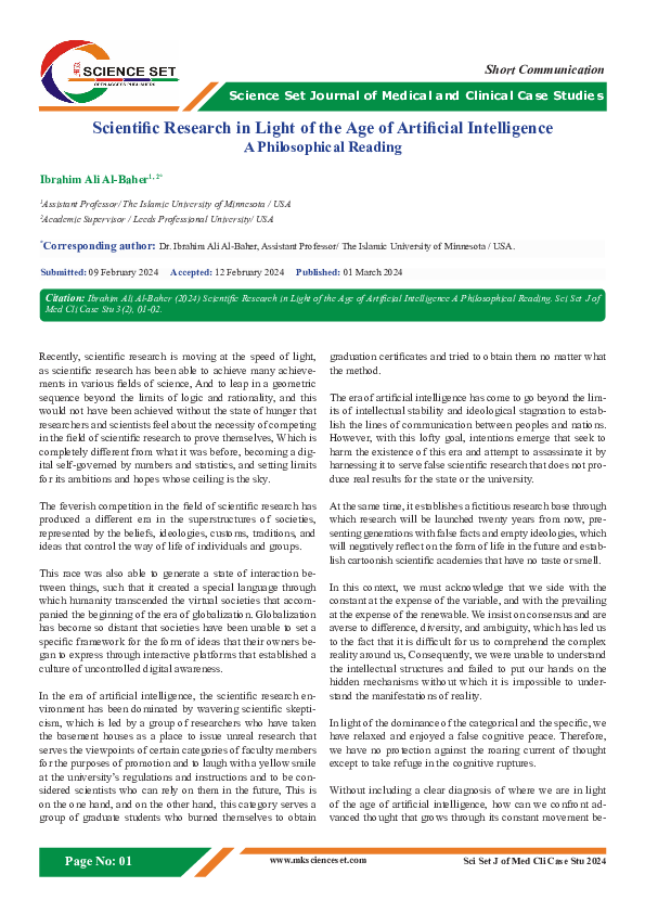 (PDF) Scientific Research in Light of the Age of Artificial ...