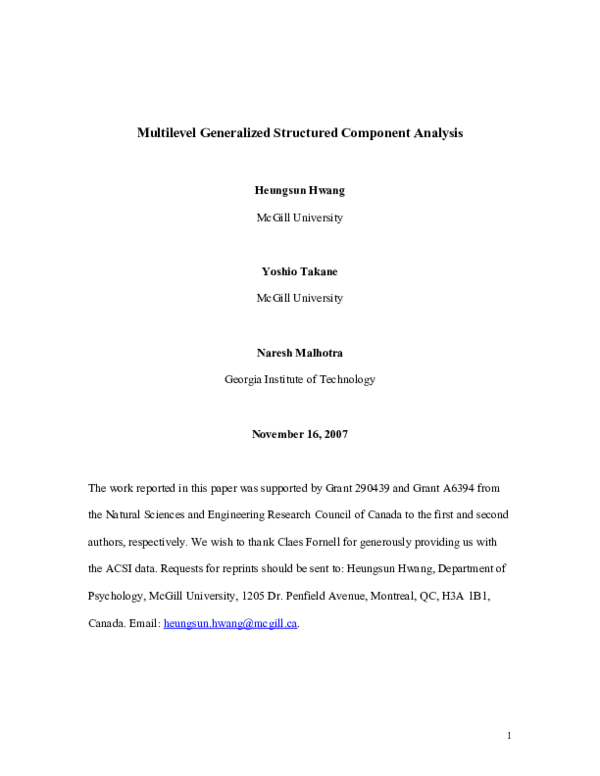 (PDF) Multilevel Generalized Structured Component Analysis