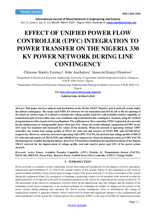 (PDF) EFFECT OF UNIFIED POWER FLOW CONTROLLER (UPFC) INTEGRATION TO POWER TRANSFER ON THE ...