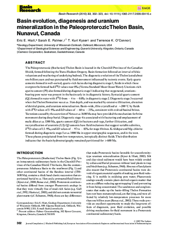 (PDF) Basin evolution, diagenesis and uranium mineralization in the ...