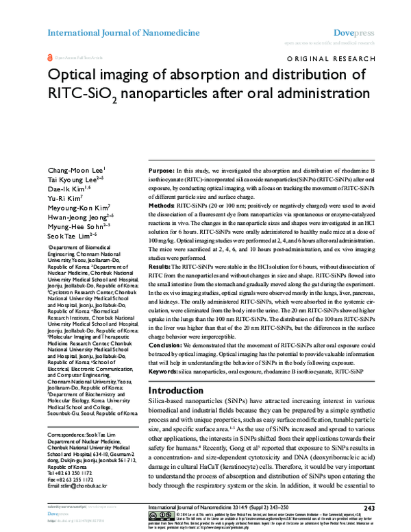 (PDF) Optical imaging of absorption and distribution of RITC-SiO2 ...