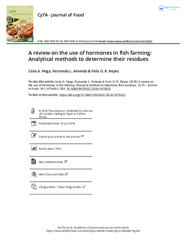 (PDF) A review on the use of hormones in fish farming: Analytical ...