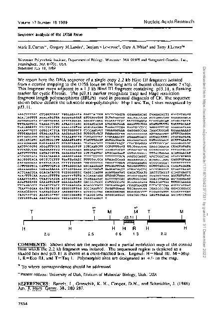 (PDF) Sequence analysis of the D7S8 locus
