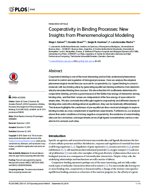 (PDF) Cooperativity in Binding Processes: New Insights from ...