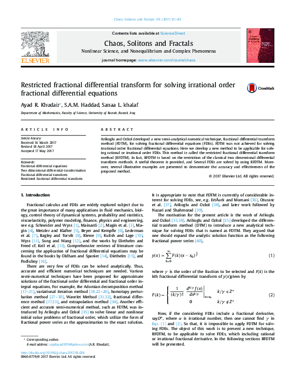 (PDF) Restricted fractional differential transform for solving ...