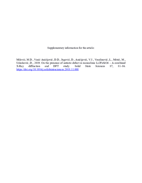 (PDF) On the presence of antisite defect in monoclinic Li2FeSiO4 – A ...