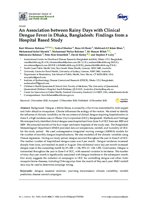 (PDF) An Association between Rainy Days with Clinical Dengue Fever in ...