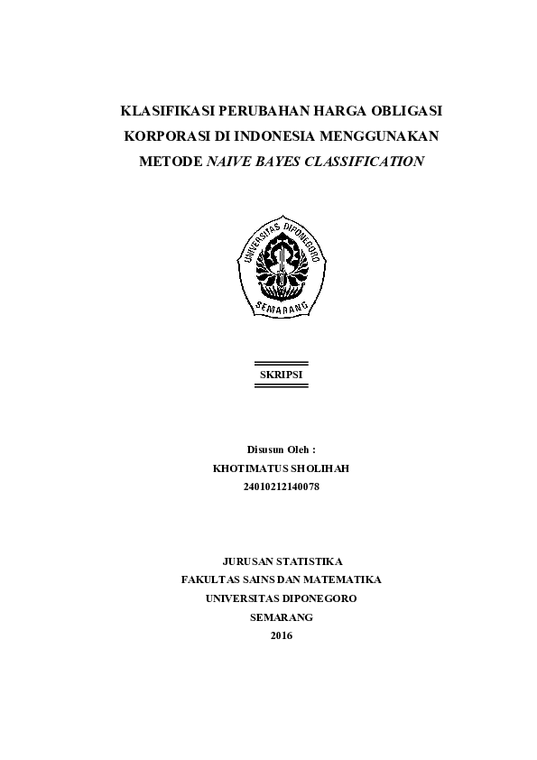 (PDF) Klasifikasi Perubahan Harga Obligasi Korporasi DI Indonesia Menggunakan Metode Naive Bayes ...