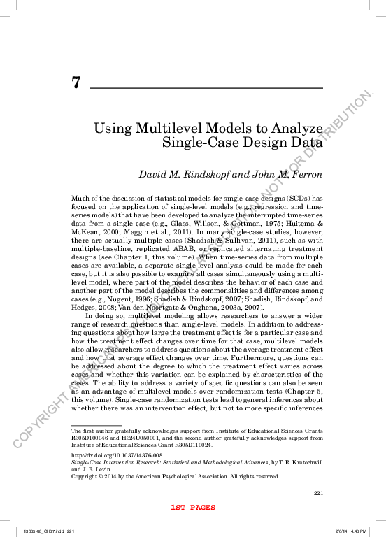 (PDF) Using multilevel models to analyze single-case design data