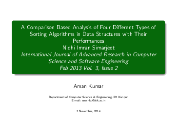 (PDF) A Comparison Based Analysis of Four Different Types of Sorting Algorithms in Data ...