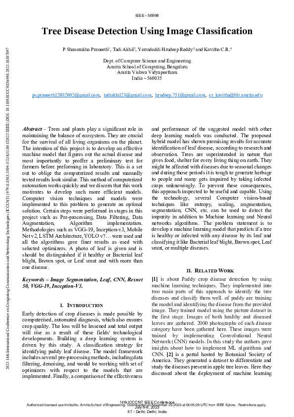 (PDF) Tree Disease Detection Using Image Classification