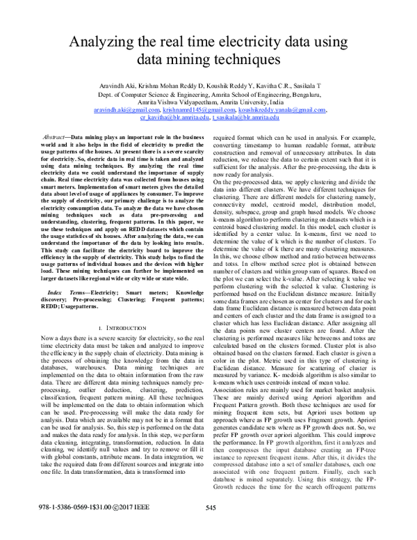(PDF) Analyzing Real time Electricity Data