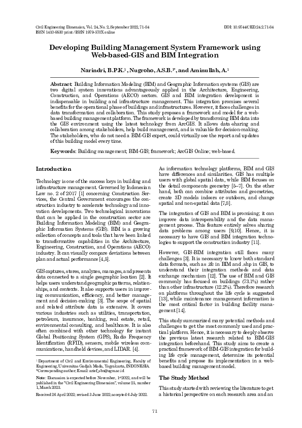 (PDF) Developing Building Management System Framework using Web-based-GIS and BIM Integration