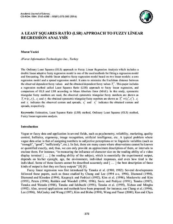 Pdf A Least Squares Ratio Lsr Approach To Fuzzy Linear Regression Analysis
