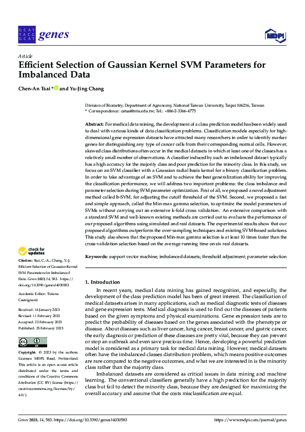 (PDF) Efficient Selection of Gaussian Kernel SVM Parameters for Imbalanced Data