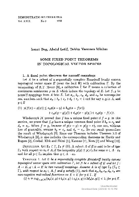 (PDF) Some fixed point theorems in topological vector spaces