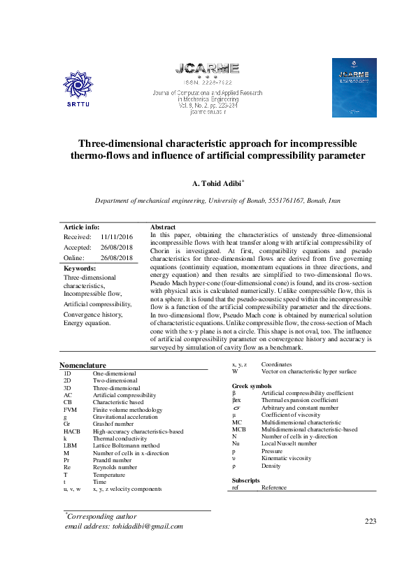 (PDF) Three-dimensional characteristic approach for incompressible thermo-flows and influence of ...