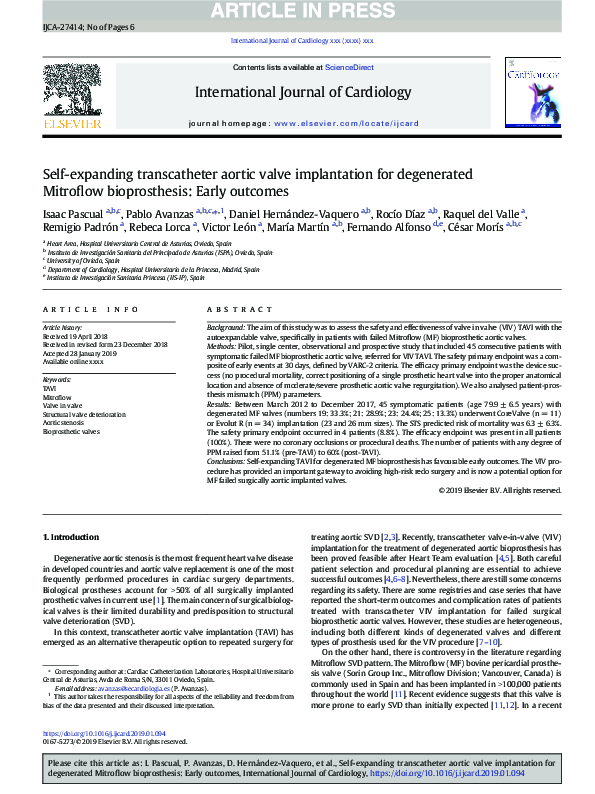 (PDF) Self-expanding transcatheter aortic valve implantation for ...