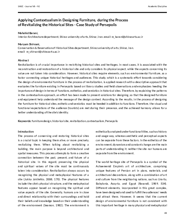 (PDF) Applying Contextualism in Designing Furniture, during the Process ...