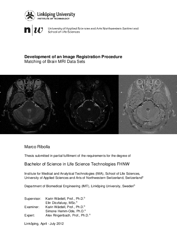 (PDF) Development of an Image Registration Procedure : Matching of ...