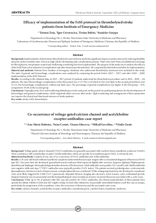 (PDF) Efficacy of implementation of the FeSS protocol in thrombolysed ...